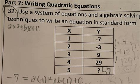 Solved Part 7 Writing Quadratic Equations32 ﻿use A System