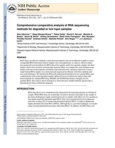 Pdf Corrigendum Comparative Analysis Of Rna Sequencing Methods For