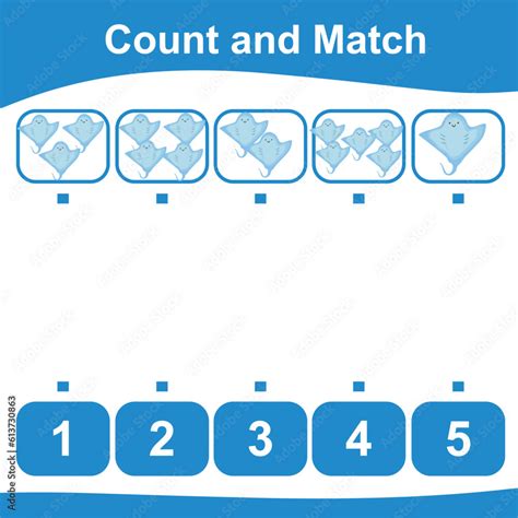 Count Together The Stingray And Match With The Number Count The Sea Life And Match With Numbers