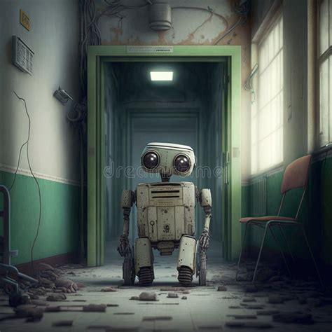 Lonely Abandoned Robot In A Mental Institution Generative Ai Stock