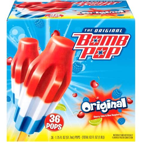 Bomb Pop Original Cherry Lime And Blue Raspberry Flavored Frozen Confection Pops 175 Fl Oz