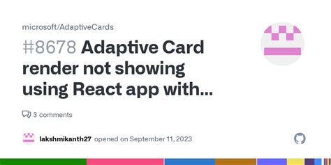 Adaptive Card Render Not Showing Using React App With Typescript