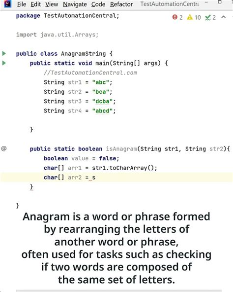 Java Program To Check Whether Two Strings Are Anagram Or Not Java Interview Questions And