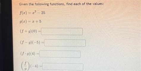 Solved Given The Following Functions Find Each Of The