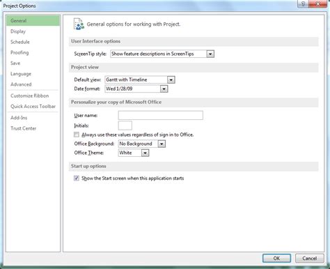 microsoft project 2013 how to open project options dialog codesteps