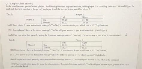 Solved Chap Game Theory In The Simultaneous Games Chegg