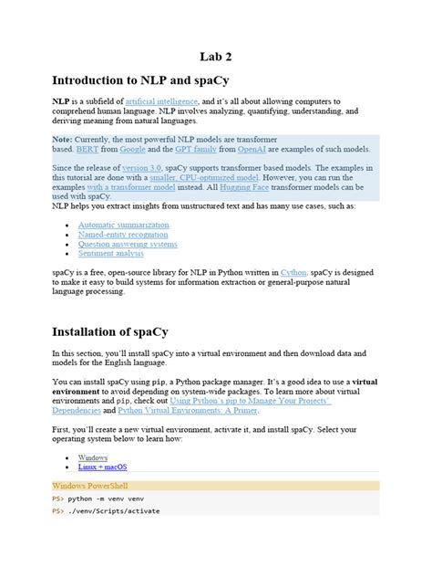 Nlp Spacy Package Pdf Part Of Speech Phrase