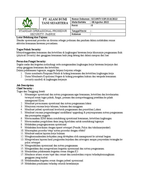 Sop Security Pdf
