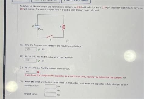Solved An LC Circuit Like The One In The Figure Below Chegg Com