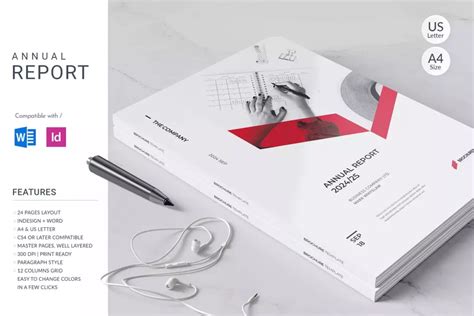 Red Annual Report Template For Word InDesign Design Shack
