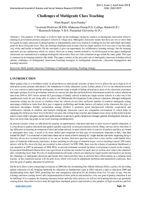 Pdf Challenges Of Multigrade Class Teaching