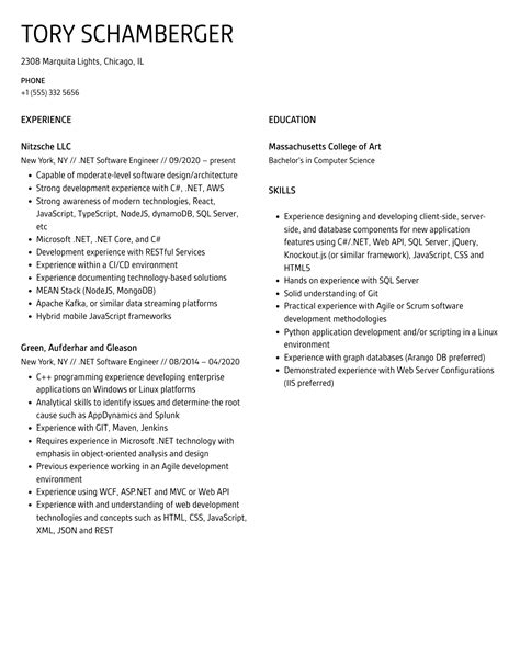 Net Software Engineer Resume Samples Velvet Jobs