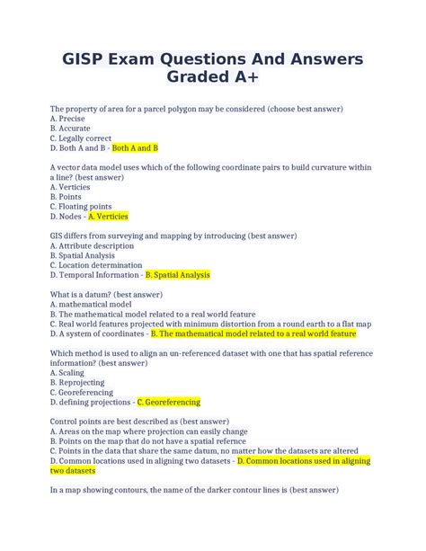 gisp exam questions and answers graded a exams advanced education docsity