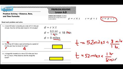 6 5 Distance Rate And Time Formulas P117 1 Youtube