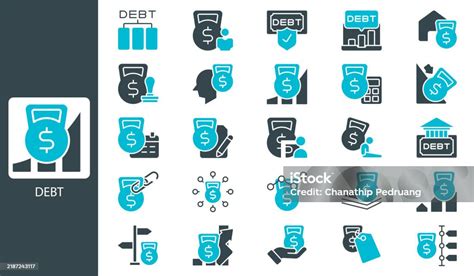 부채 관리 프로세스 아이콘 집합입니다 솔리드 아이콘 컬렉션 벡터 일러스트 레이 션 스톡 일러스트레이션 아이콘 기호 접근성 비즈니스 저축 기술 부채 구조 조정 접근성 0명에