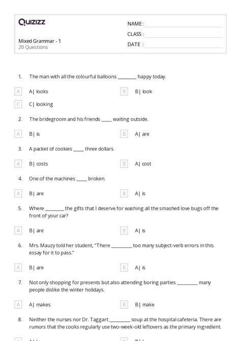 50 Grammar Worksheets For 10th Class On Quizizz Free And Printable