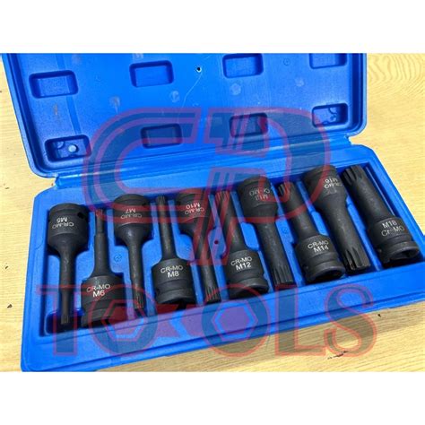 8 Pcs And 10 Pcs 1 2 Impact Spline Bit Socket Set M5 M18 Shopee Malaysia