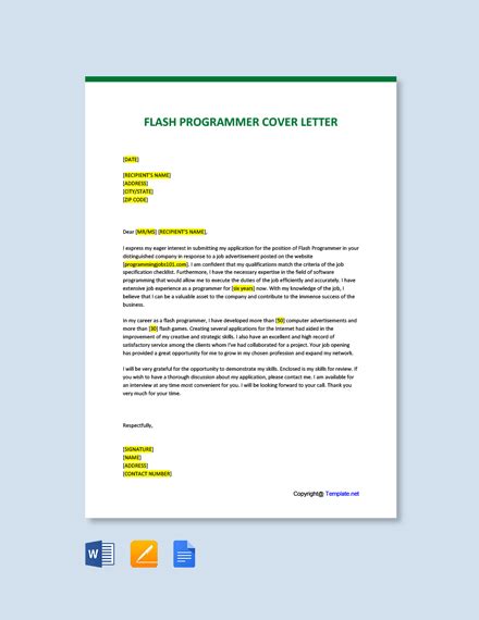 Free Flash Game Developer Cover Letter Template Google Docs Word Template Net