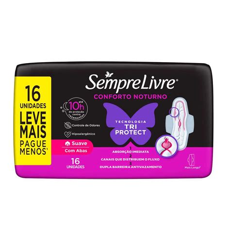 Absorvente Sempre Livre Adapt Plus Cobertura Suave Com Abas 16 Unidades