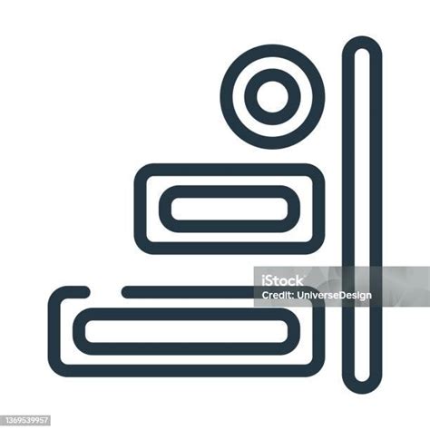 오른쪽 정렬 얇은 선 아이콘 단추 기하학적 그림 개념 격리 윤곽선 기호의 단락 선형 아이콘 웹 디자인 및 앱에 대한 벡터 그림 기호 요소입니다 0명에 대한 스톡 벡터 아트