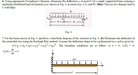 Solved A Uniformly Distributed Load Of Intensity P Is Shown In Fig 4 The Expression For This