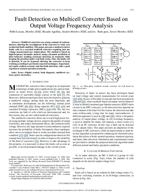 pdf fault detection on multicell converter based on output voltage