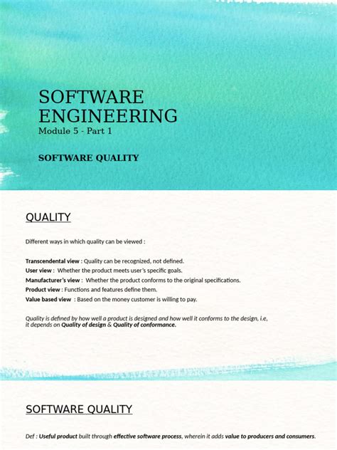 Se 5 1 Softwarequality Pdf Software Quality Software Bug