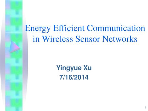 Ppt Energy Efficient Communication In Wireless Sensor Networks