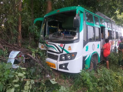 Bus Hits Tree After Tire Burst In Raigarh Passengers Suffer Minor