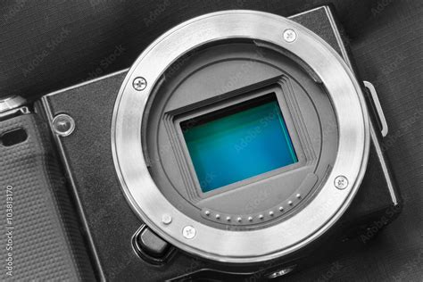 Digital Camera Sensor Aps C Cmos Sensor On A Digital Mirrorless Stock Photo Adobe Stock