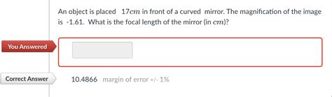 Solved An Object Is Placed Cm In Front Of A Curved Chegg