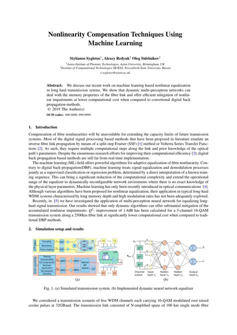 Pdf Nonlinearity Compensation Techniques Using Machine Learning