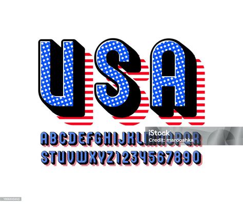 3d 오리지널 글꼴 스타 스타일의 알파벳 A에서 Z까지의 현대 응축 된 자본 라틴어 문자 와 아랍 번호 0에서 9 줄무늬 빨간색 그림자 벡터 일러스트 10eps 3차원