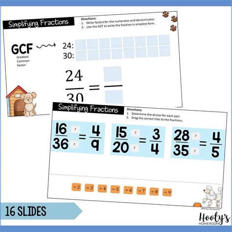 Simplifying Fractions Activities Google Slides