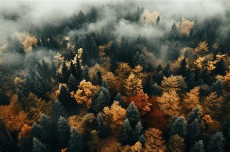 Premium Photo A Forest With Trees And Fog In The Background