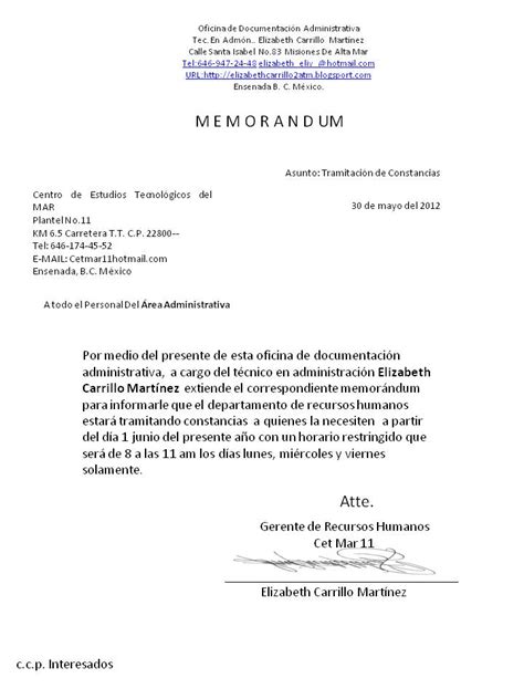 Guia Documentacion Administrativa 2a Estructura De Memorandum