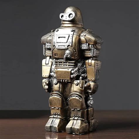 Escultura De Robot Investigando La Estructura Interna De Una Obra De