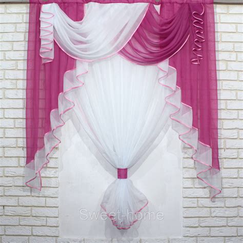 Кухонная Занавесь Ламбрекен и Тюль Цвет Малиновый с Белым — Купить Недорого на Bigl Ua