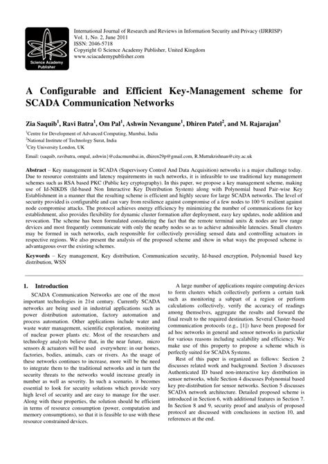 Pdf A Configurable And Efficient Key Management Scheme For Scada Communication Networks