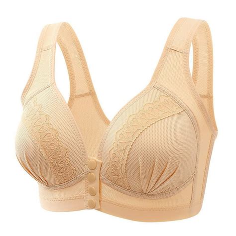 Gersome Front Closure Bras For Women No Underwire Padded Wireless V