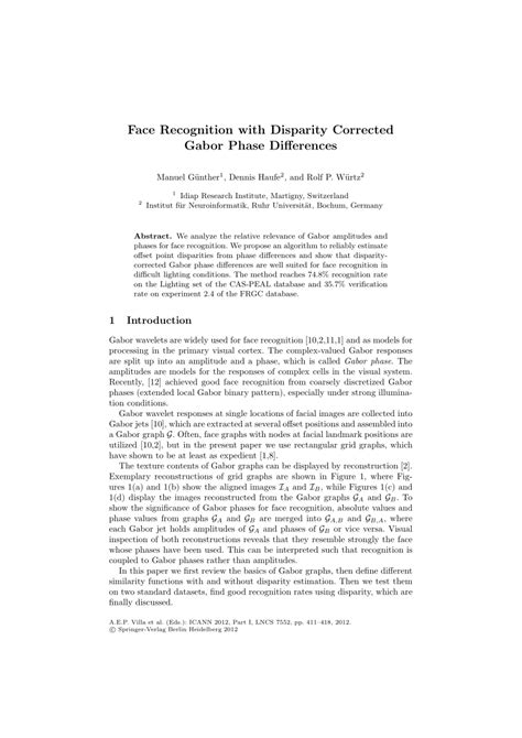 Pdf Face Recognition With Disparity Corrected Gabor Phase Differences