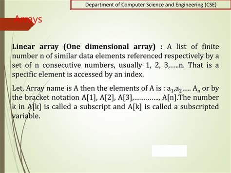 Data Structure And Algorithm Arraypptx Btech 2nd Year Ppt