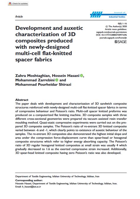 Pdf Development And Auxetic Characterization Of 3d Composites Produced With Newly Designed