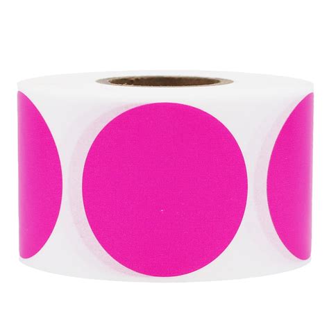 Hot Pink Semi Gloss Paper Circle Color Coding Label Stickers Inches Round Pack