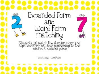 Expanded Form Number Matching By Jennifer Petko TpT