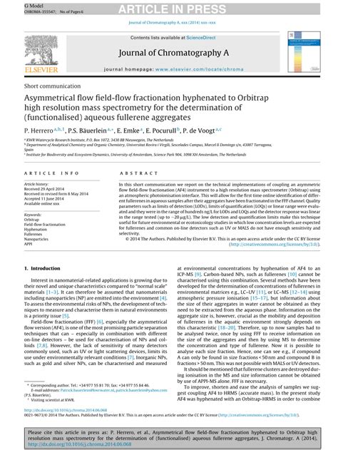 Pdf Asymmetrical Flow Field Flow Fractionation Hyphenated To Orbitrap High Resolution Mass