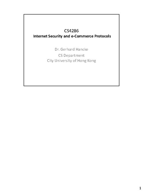 Lecture Authentication Notes CS Internet Security And E Commerce Protocols Dr Gerhard
