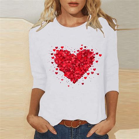 Bltiby Valentine Sweatshirts For Women Love Heart Printed Pullover Top