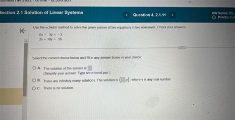 [solved] Use The Echelon Method To Solve The Given System
