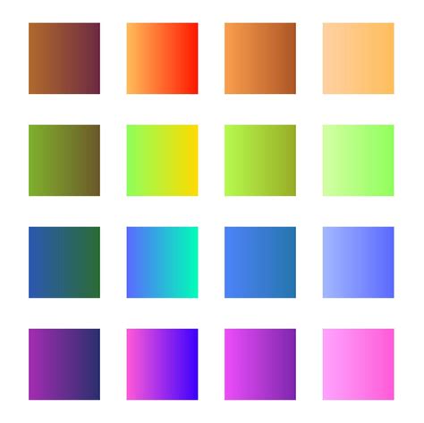 Set Of Colour Linear Gradient Palette Swatches Webkit Vector 15938098